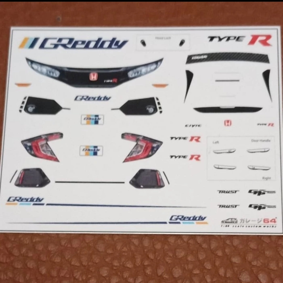 Decal Hot Wheels Civic Type R FK8 Greddy – Sakuramodel