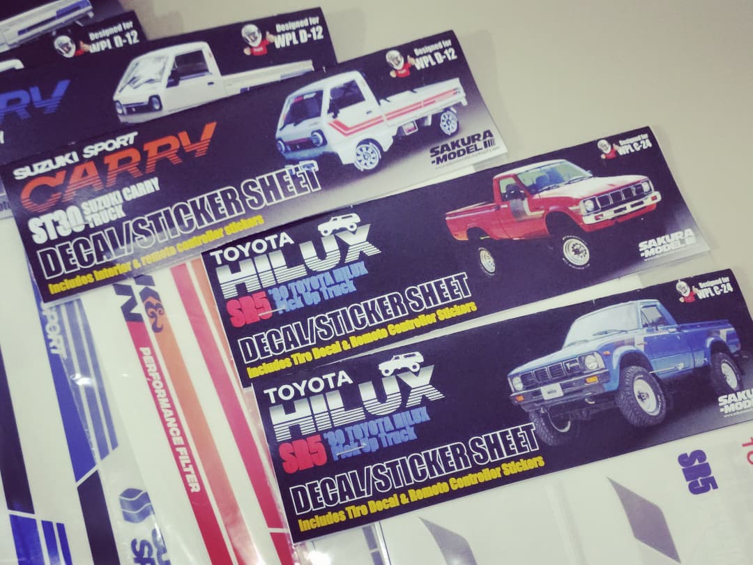 Decal / Stickers Sheet for WPL C24 1980 Toyota HILUX SR5 – Sakuramodel